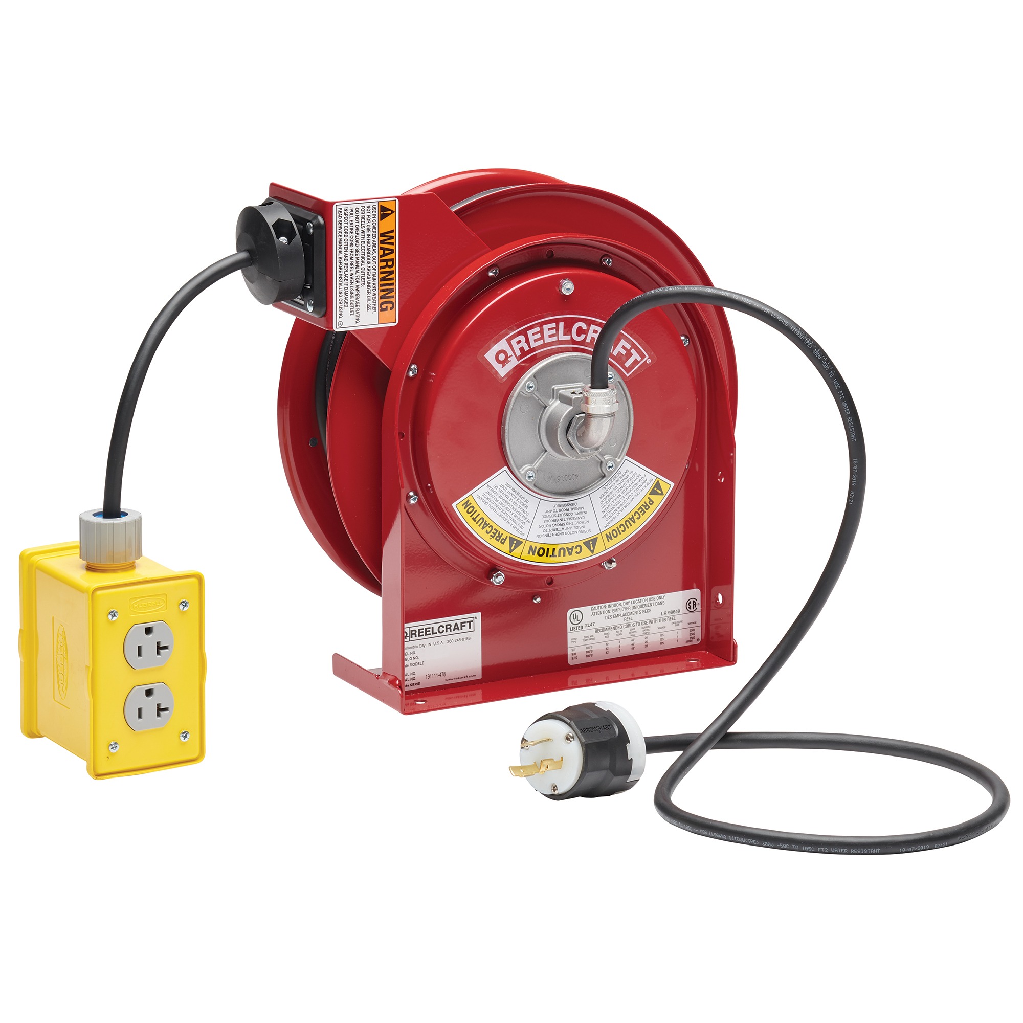 Reelcraft - L 4545 123 7Q - Spring Rewind Cord Reel